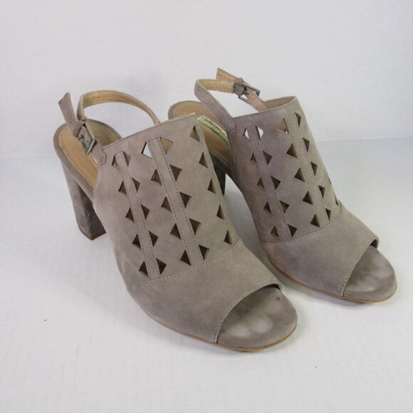 Halogen | Shoes | Halogen Tan Suede Leather Peep Toe Block Heels ...